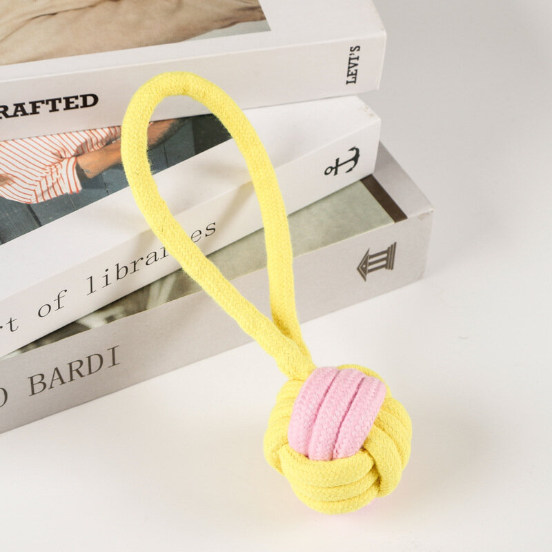 Игрушка для животных: хлопковый канат с одинарным мячиком, игрушка-узелок для собак пород бишон и померанский шпиц,