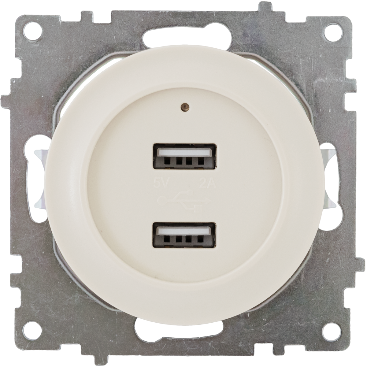 Розетка USB двойная OneKeyElectro, с подсветкой, цвет бежевый