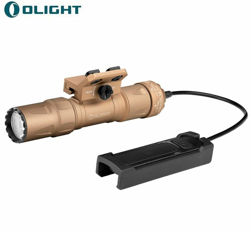 Подствольный фонарь Olight Odin S M-LOK Desert Tan, 18650, диод Cree XH-P 35 HI, 3 режима, 250 метров, 1500 люмен (Комплект)