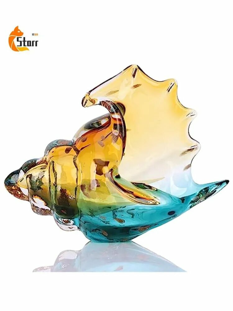 Домашний Декор С Морскими Ракушками, Художественная Статуя Из Янтарного Стекла, Украшение Книжного Шкафа