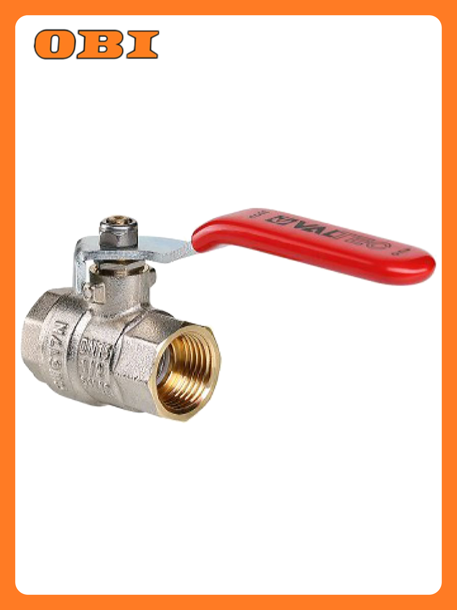 Шаровой кран VALTEC Base, латунь, никелированный, полнопроходной, 1", ручка-рычаг