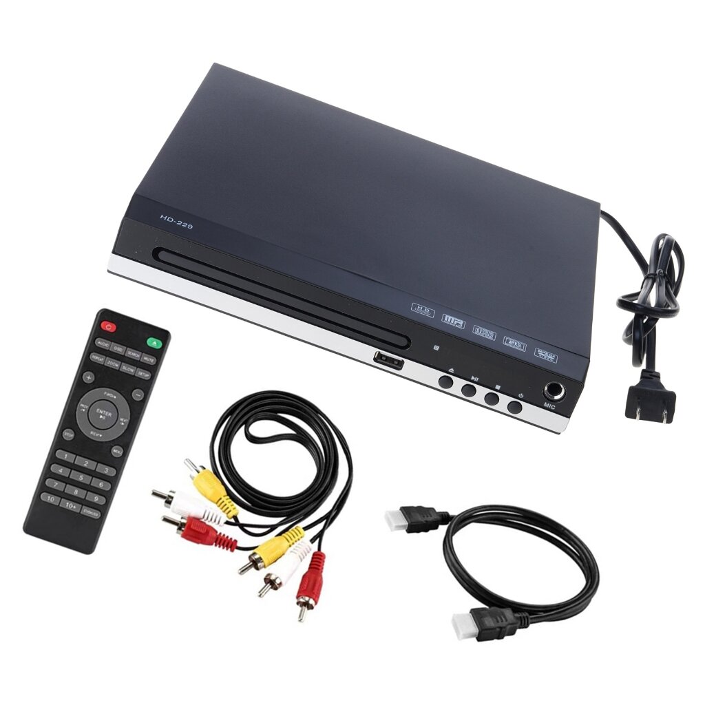 Компактный DVD-плеер для телевизора с выходом HDMIs и AVs Поддерживает видео 1080P USB-вход с кабелем HDMIs для дистанционного управления