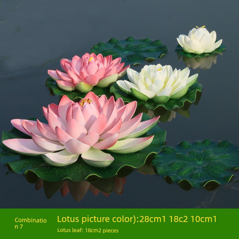 Искусственный цветок лотоса для пруда, аквариума, ландшафтного дизайна, плавающий декор, пластиковый искусственный