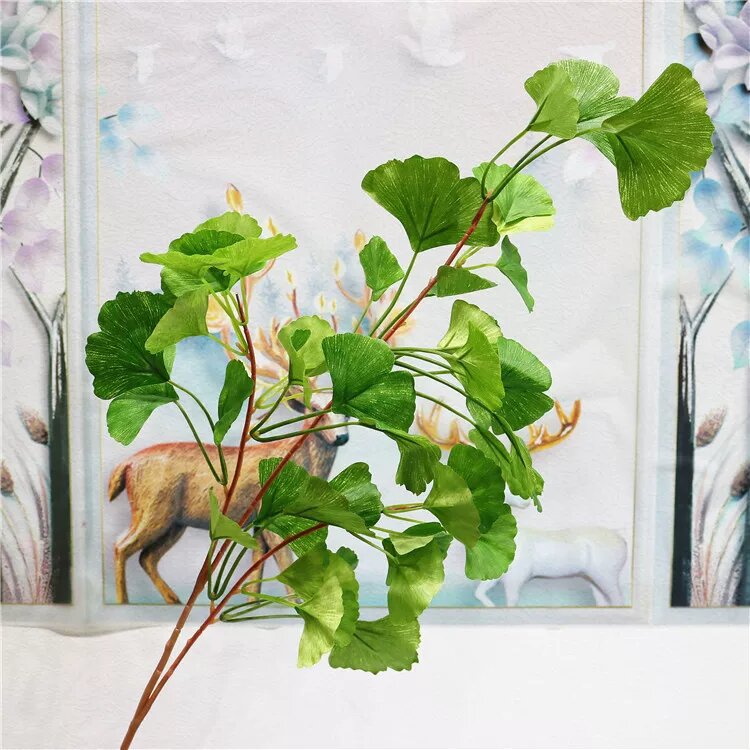 Искусственный лист гинкго для осеннего декора, желтый, пластиковая ветка, объемный имитационный лист гинкго Трёхгранный