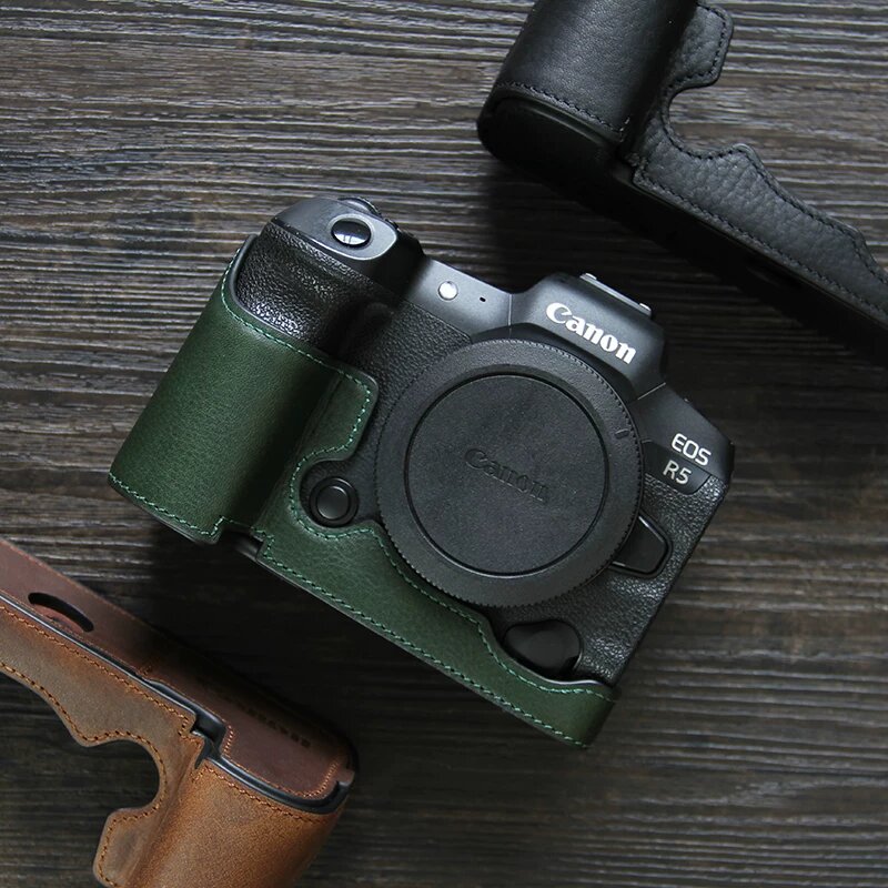 Темно-зеленый, кожаная подставка для Canon EOS R5 R6 R6II из верхней кожи