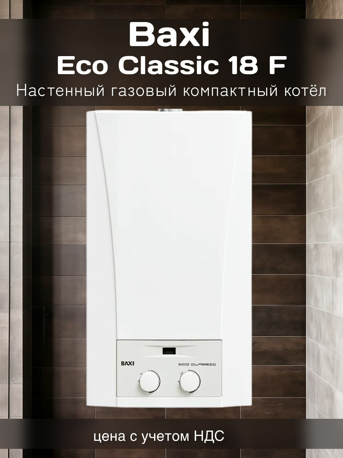 Котел газовый настенный Baxi Eco Classic 18 F турбированный (закрытая камера сгорания), двухконтурный (для отопления и гвс)