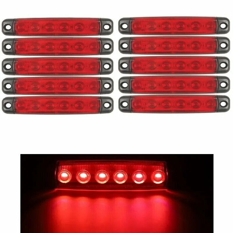 Фары автомобильные, Габаритные огни, 10 шт, арт. 6LED side light red 10pcs