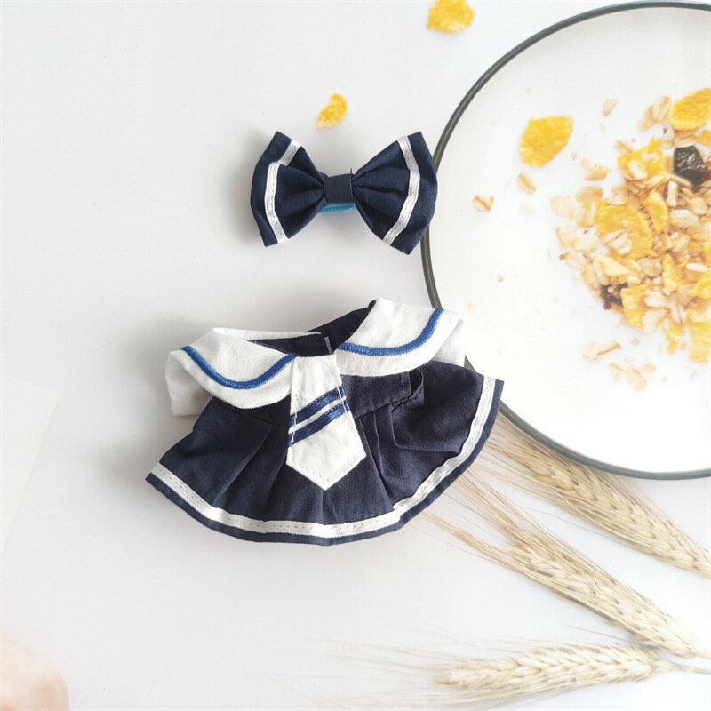 17 см подвеска Labubu, детская одежда, милый джинсовый комбинезон, комплект из двух предметов, рубашка, костюм, сменная