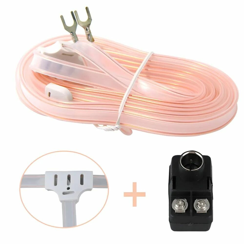 GJX FM антенна для стереоприёмника 300/75 Ом, Внутренняя дипольная с адаптером, Прозрачный дизайн