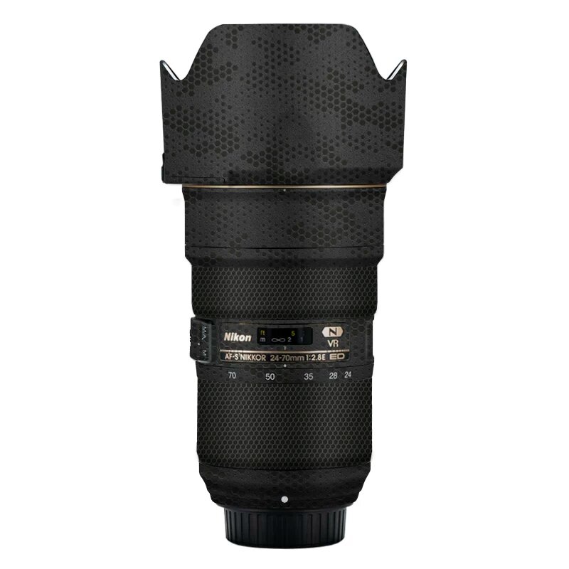 Защитная пленка для объектива Nikon AF-S 24-70mm f/2.8E II с материалом 3M, черный узор змеиной чешуи