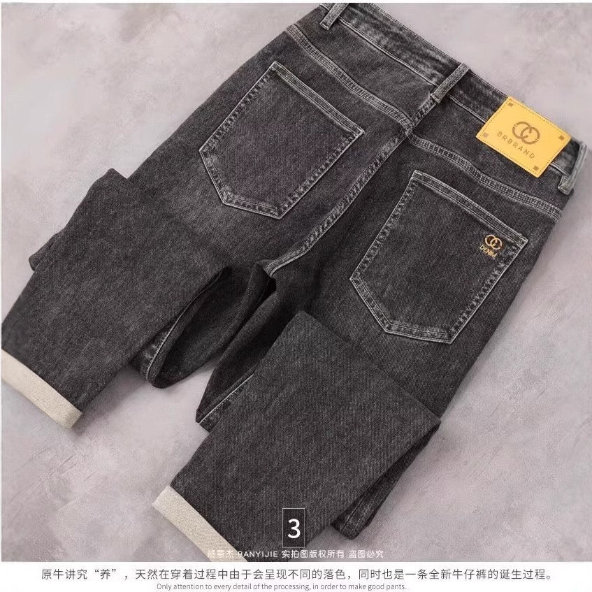 Тренд RONG CH Мужские Джинсы Высокий Улица Потертые Вышивка Стрейт Деним, Размер_33