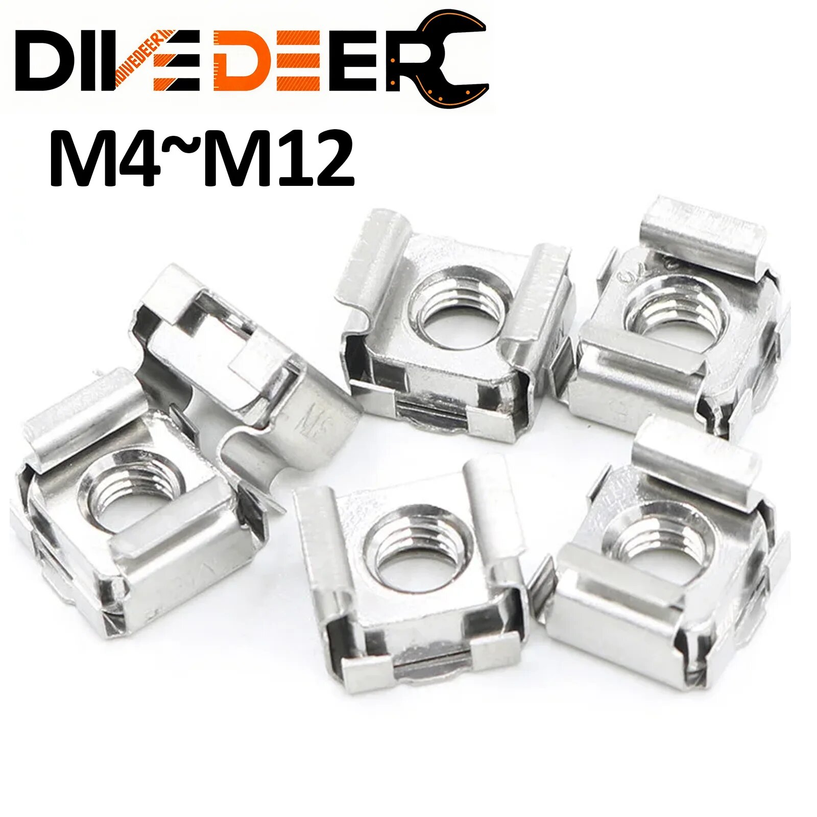 Гайки DIVEDEER нержавеющая сталь M4-M12 5PCS M8, Nickel material