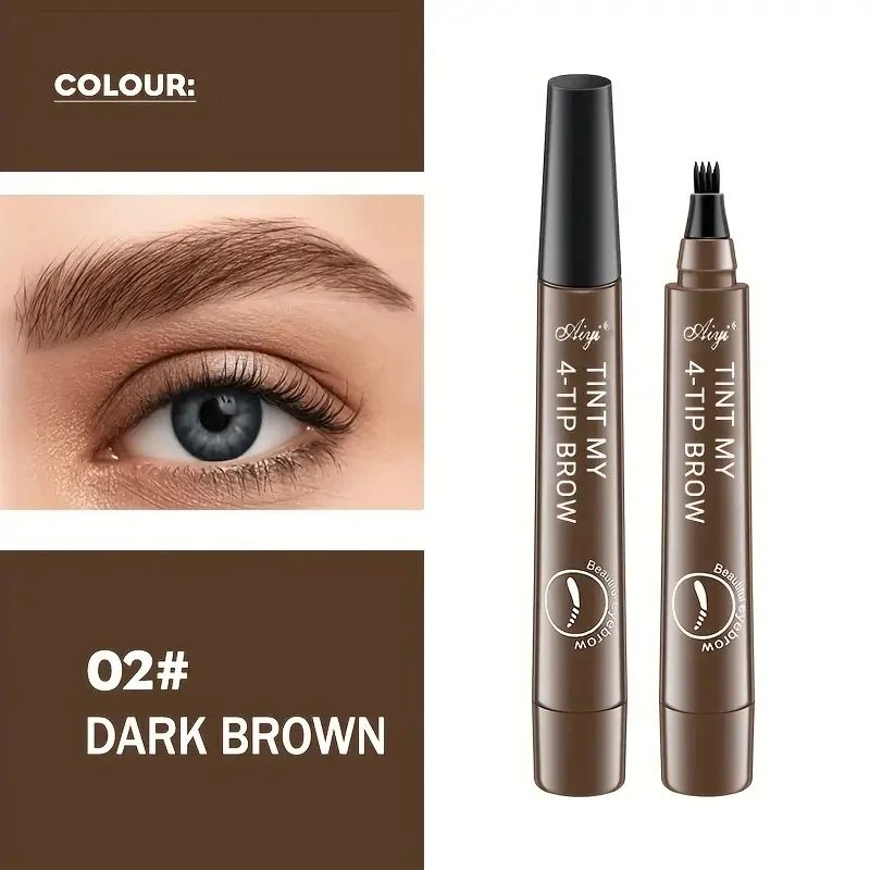 Жидкий водостойкий карандаш для бровей 4-точечный Dark Brown