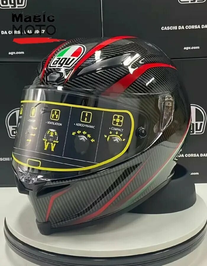 AGV Мотошлем, цвет: черный, бордовый, размер: L
