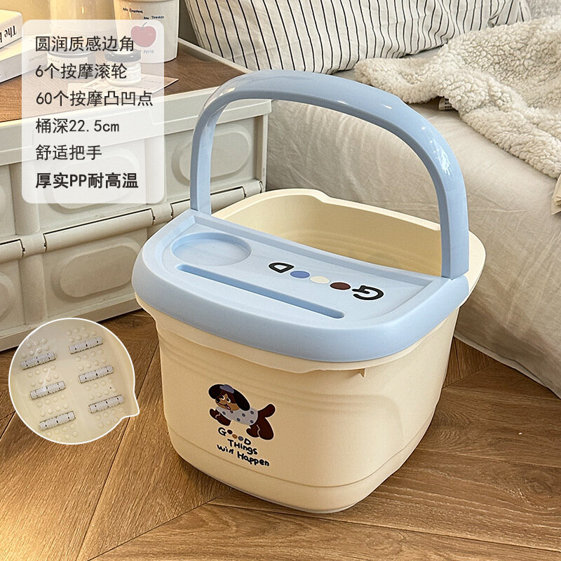 Симпатичная ванночка для ног для домашнего использования, подходит для детей и общежитий, с функцией массажа для здоровья, высокая ванночка для ног (до колен) и изолированная раковина для мытья ног.