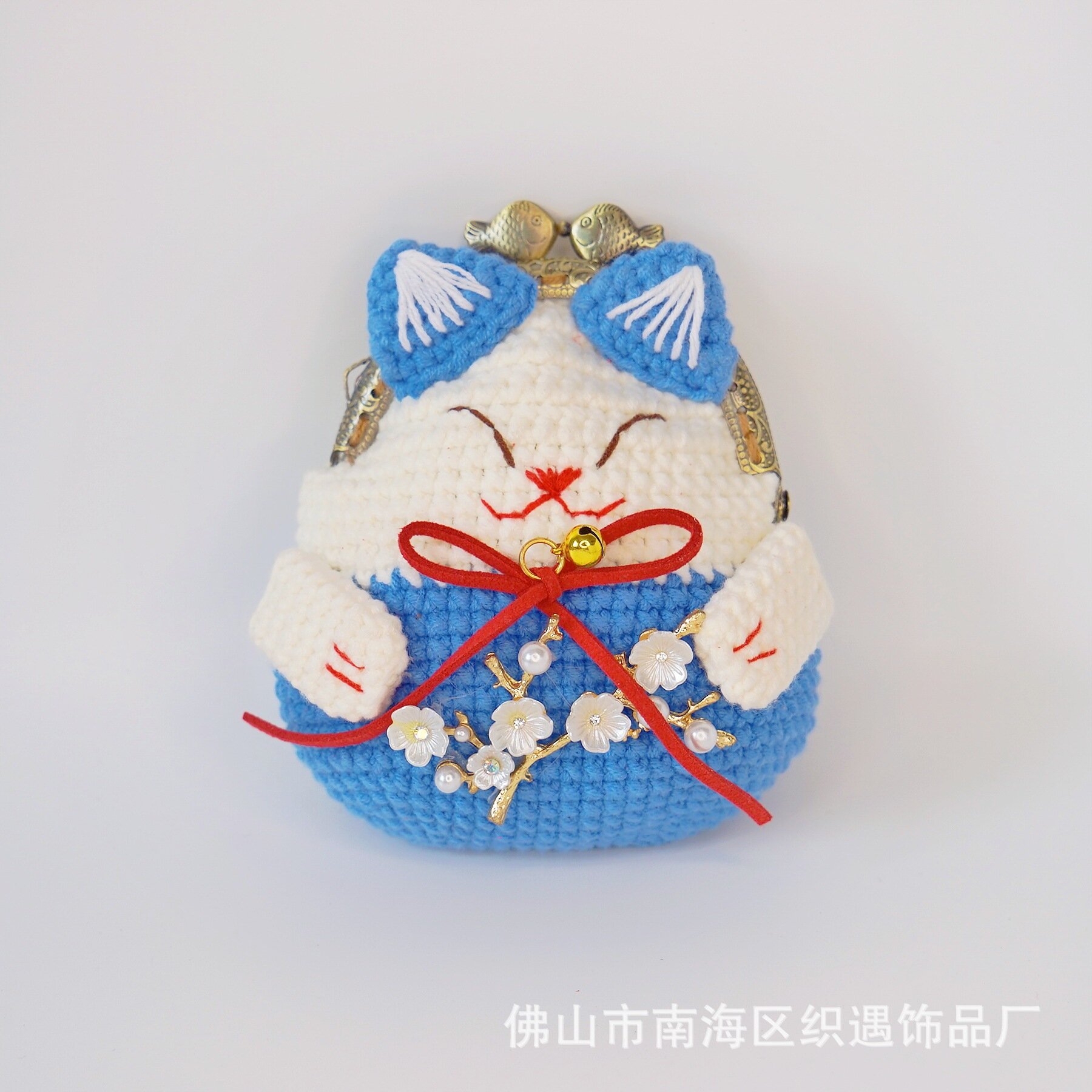 Готовая ручная работа, вязаная сумка с золотой застежкой 8,5 см, новогоднее издание, кошелек с мультяшным котом, клатч