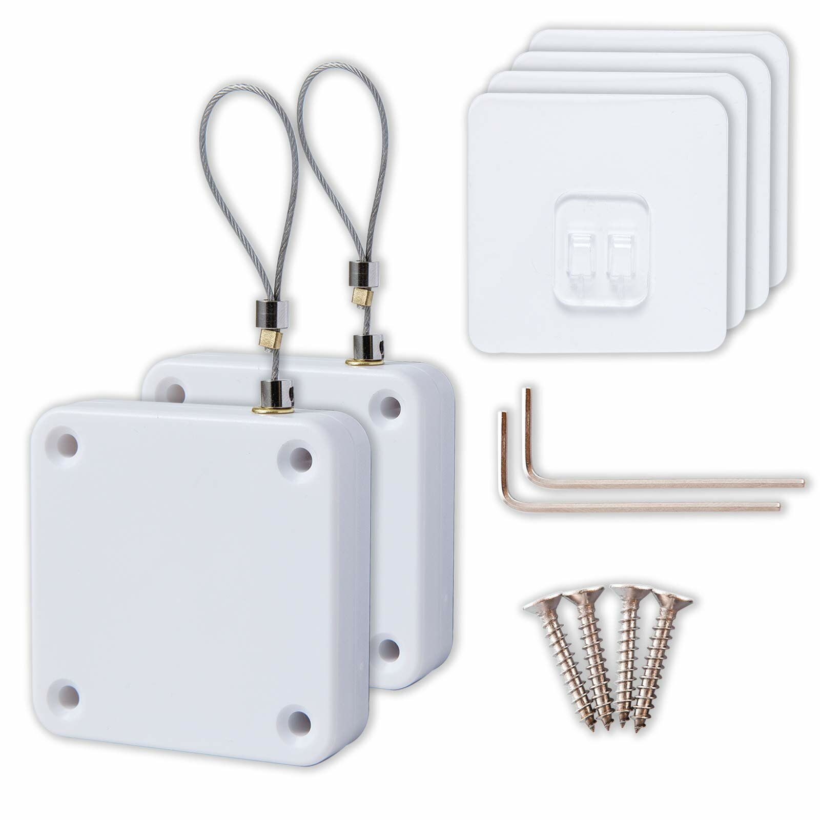 Замыкатель двери для дома с тросом для закрытия, пружинный автоматический раздвижной дверной замкатель, 2 штуки замкателей дверей, 2 штуки гаечных ключей, 4 штуки крюков, 8 штук гвоздей