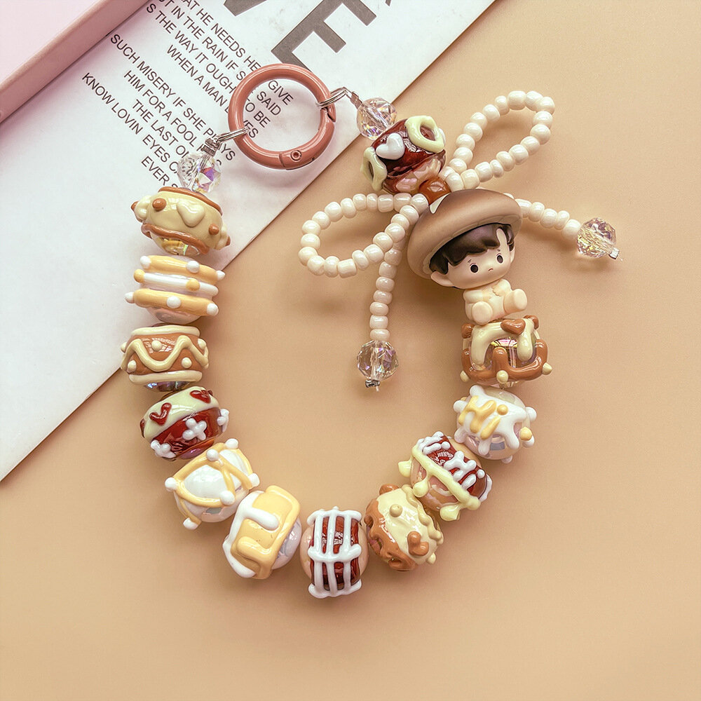 Официальная серия Bubble Mart Mushroom Elf, милый бисерный телефонный брелок, ручная роспись, подвеска в виде куклы, подарок для девочки