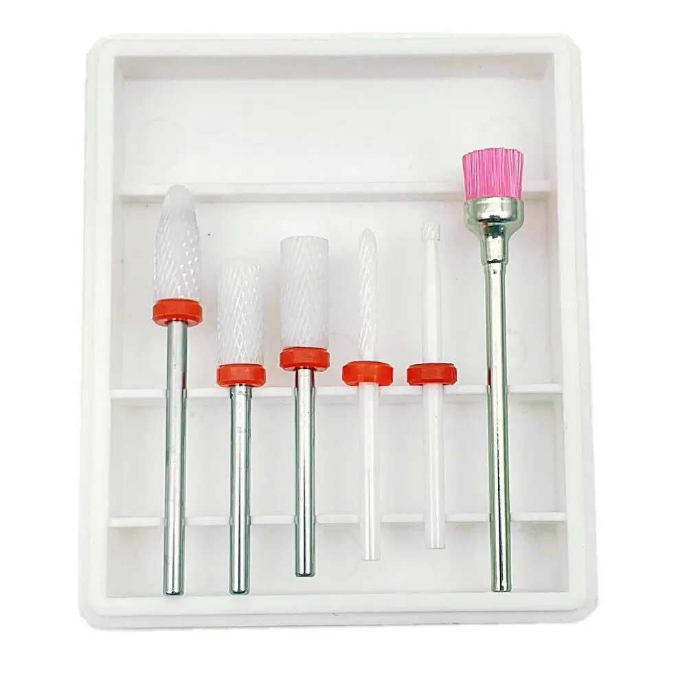 6 шт./компл. фрезы для сверл для ногтей, кисть, фреза, аксессуары для маникюрных машин, фрезы для удаления гель-лака