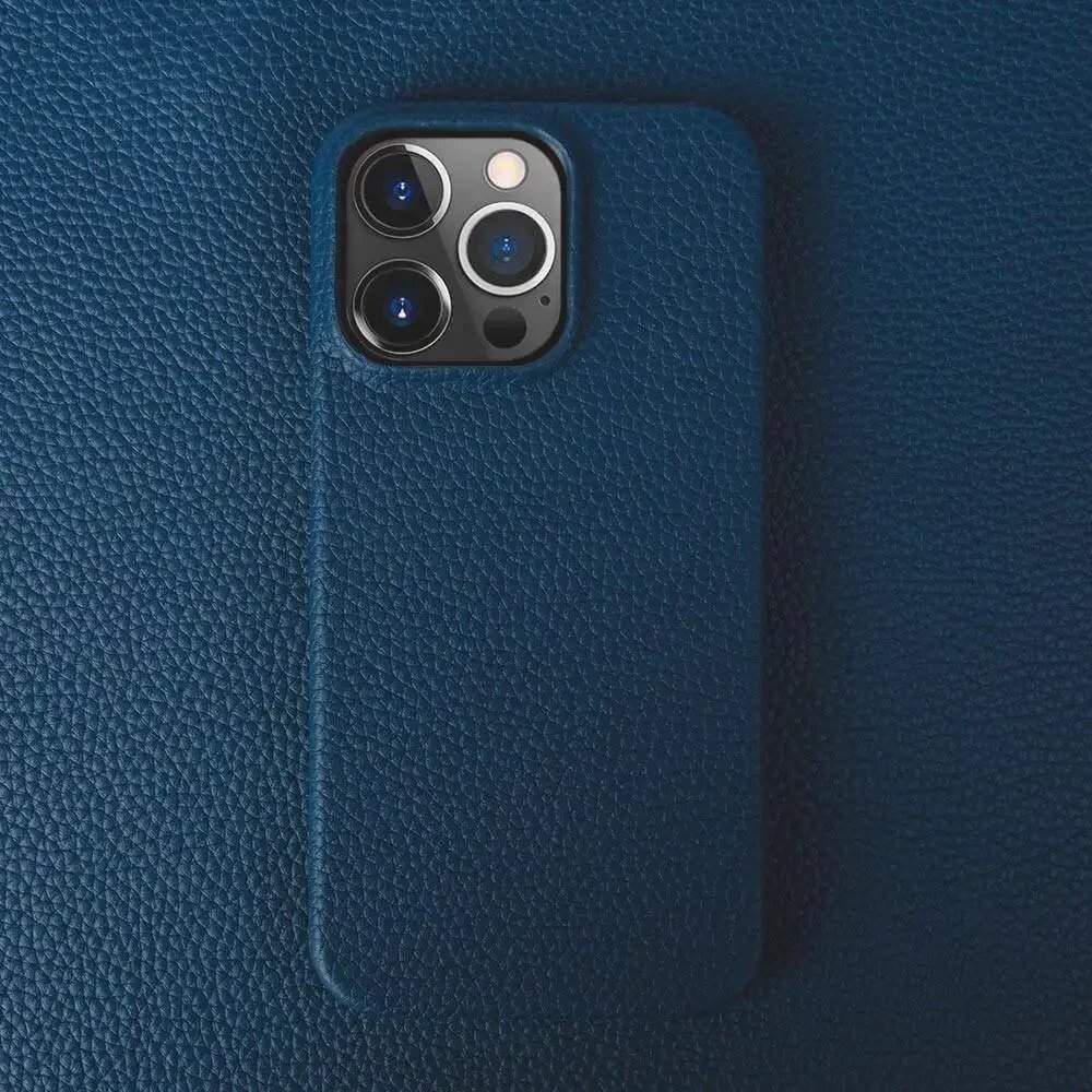 Чехол для iphone 13 pro, роскошный чехол из натуральной кожи, iPhone 12 Про, Темно-синий, Nnavy 6351