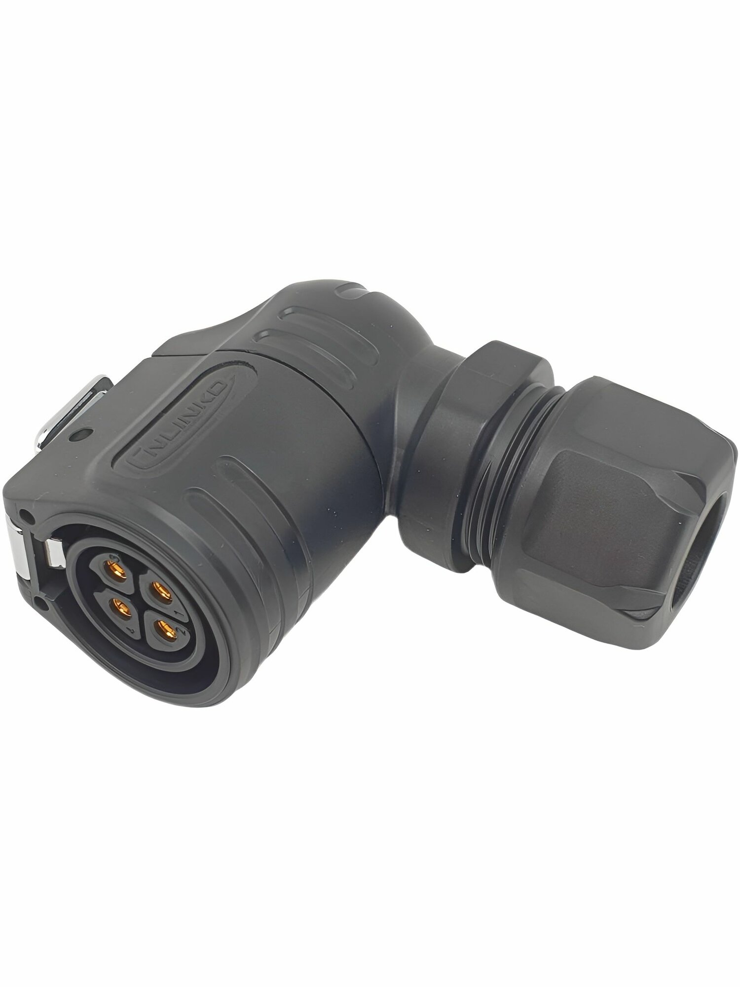 Разъем CNLINKO LP-20 4-пиновый, угловой 90 градусов, мама, IP67, пластик