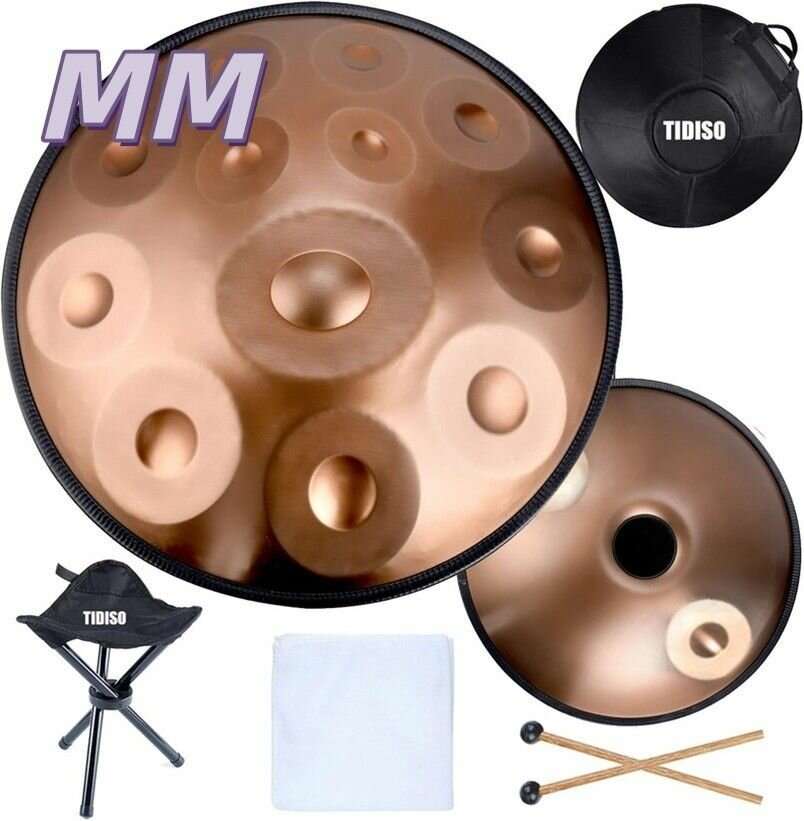 Металлический барабан хэндпан, 14 нот, 56 см, золотистый цвет, ручная перкуссия, народный ударный инструмент