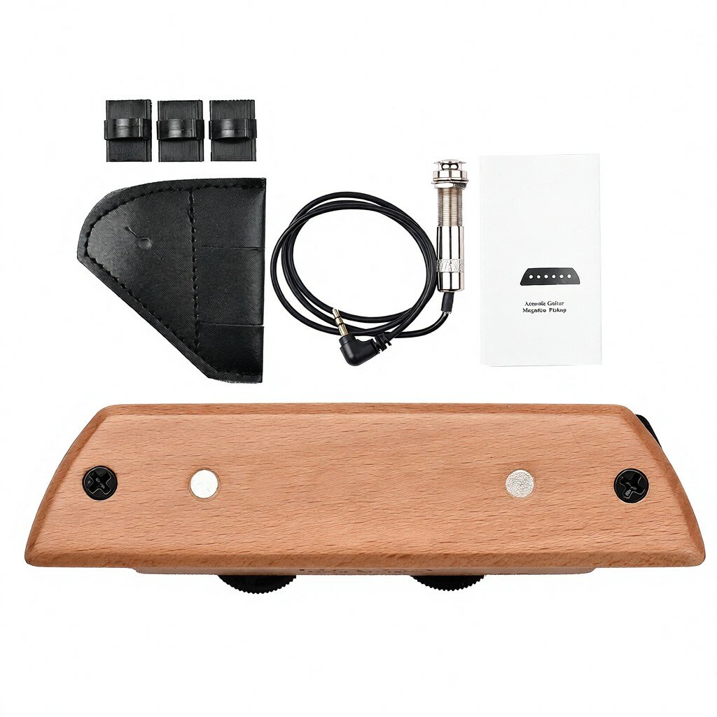 Звукоподборщик для акустической гитары Rango RG-S3 магнитный из бука пассивный без батареи и сверления с кабелем чехлом из Кожа ПУ и 3-х фиксаторами кабеля