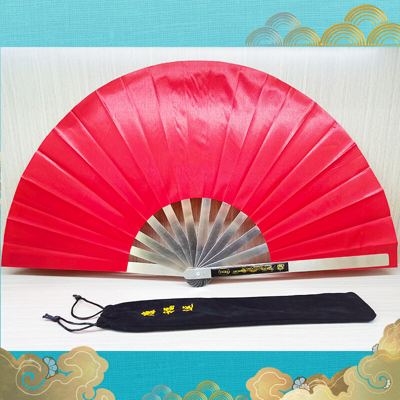 2026 Новейший веер из нержавеющей стали для тайчи, кунг-фу, боевых искусств, веер для выступлений, двойной железный веер с драконом, звуковой веер для боевых искусств, складной веер, продажа напрямую от фабрики