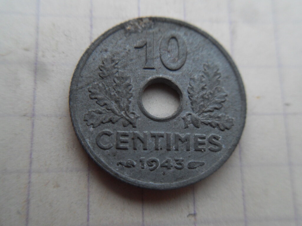 Франция 10 сантимов, 1943