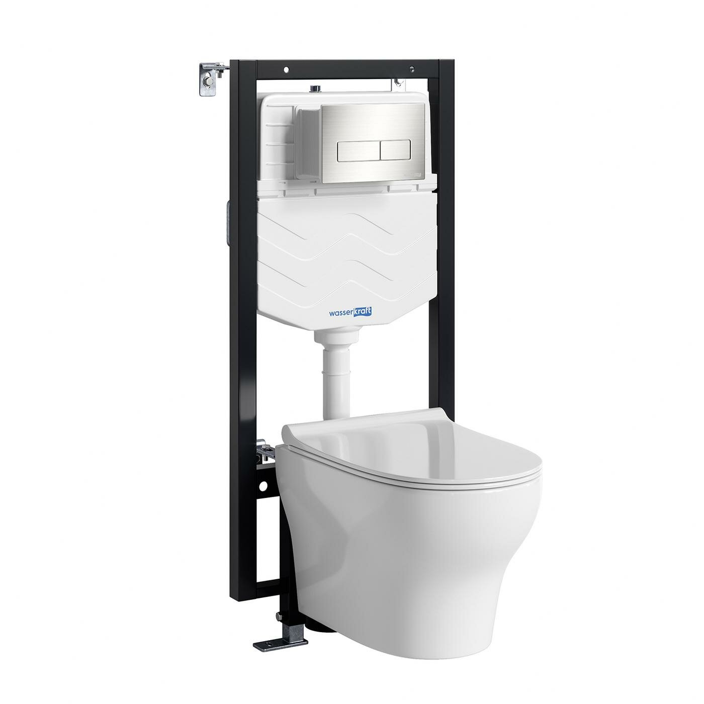 Инсталляция с унитазом комплект WasserKRAFT Vils 56TLT.010. ME. BN03. H001 белый глянцевый, с кнопкой смыва никель