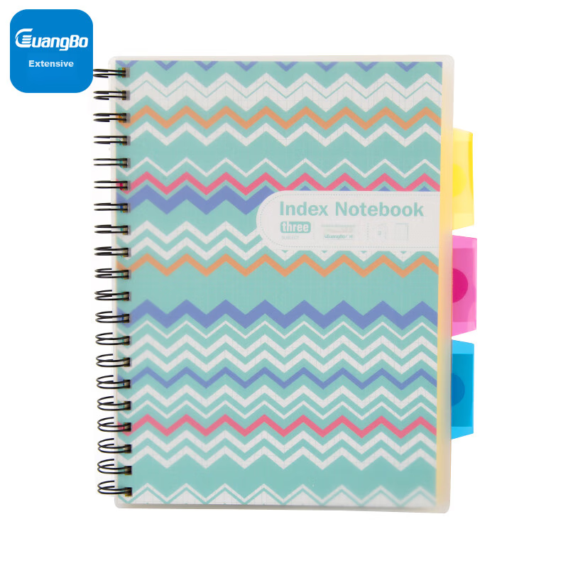 GuangBo 16K Notebook Spiral-Bound Journal Diary with Index Dividers, 115 Sheets Single Book, Random Pattern, FB60506