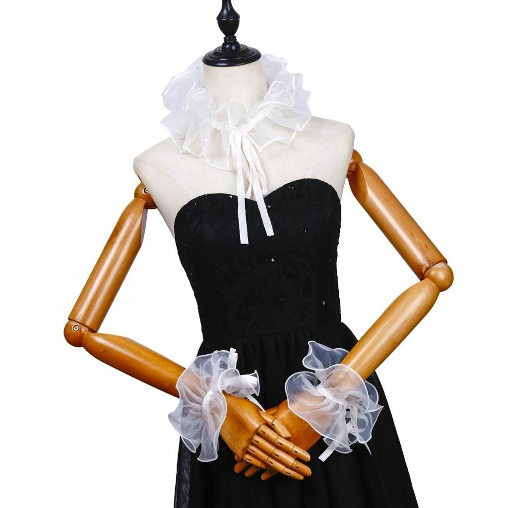 Викторианский воротник-раф и манжеты для театра, - установленный