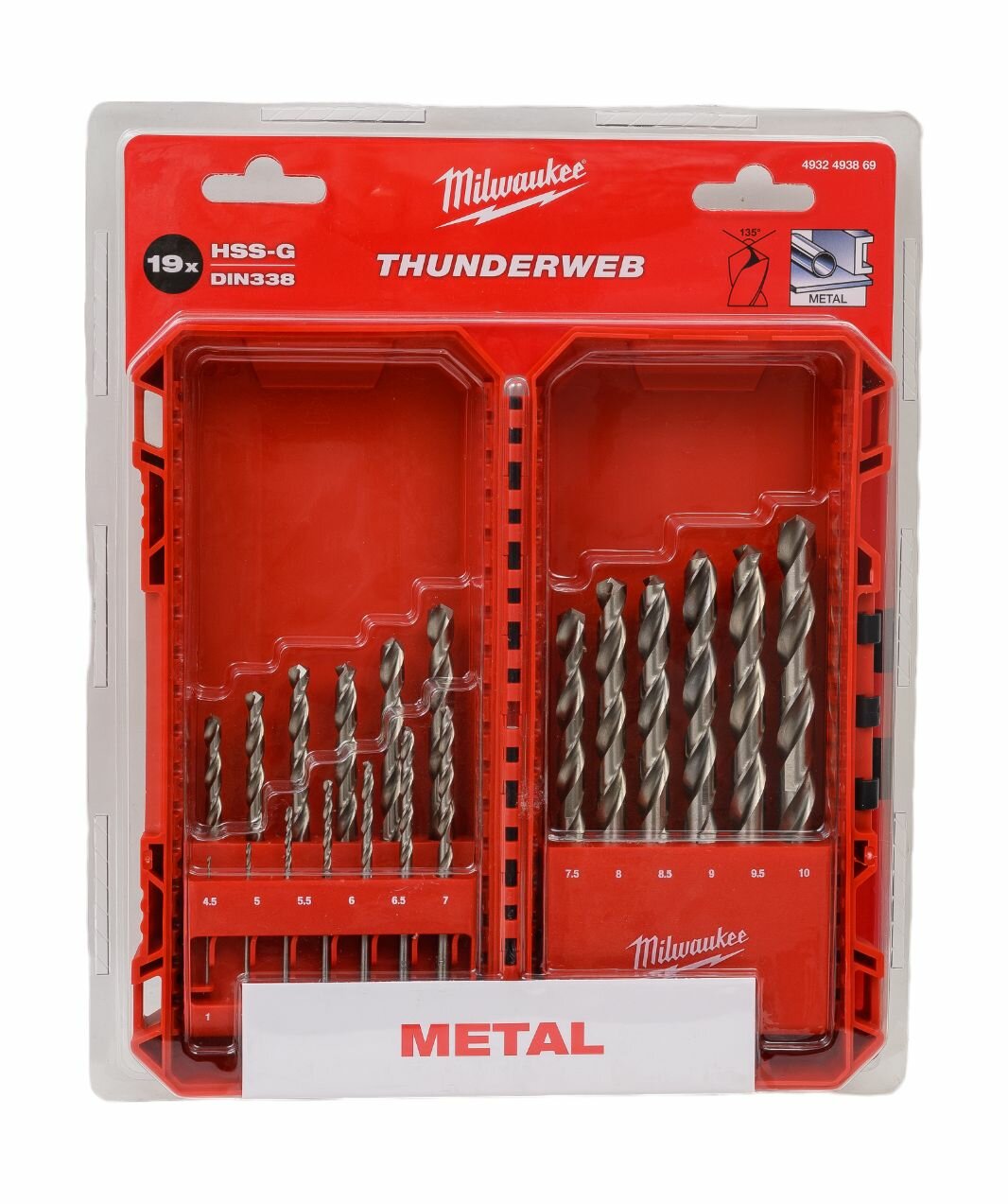 Сверла по металлу THUNDERWEB HSS-G набор 19 ед. (1-10 мм) GEN III Milwaukee 4932493869