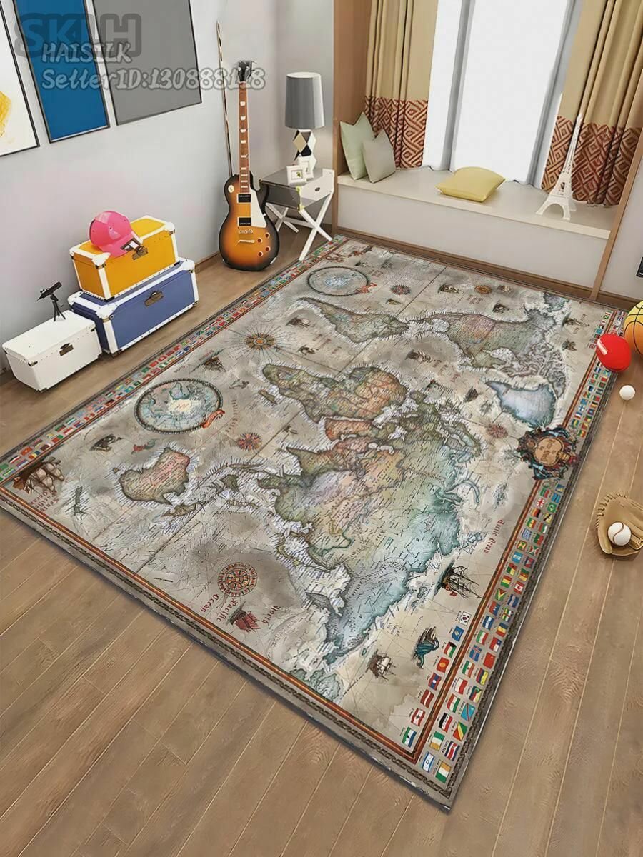 Ковер Винтажная карта мира, 1.5 x 2 м