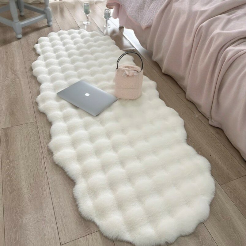 Белое Коврик прикроватный чистый цвет, 60*200cm Плюшевый ковер в кремовом стиле
