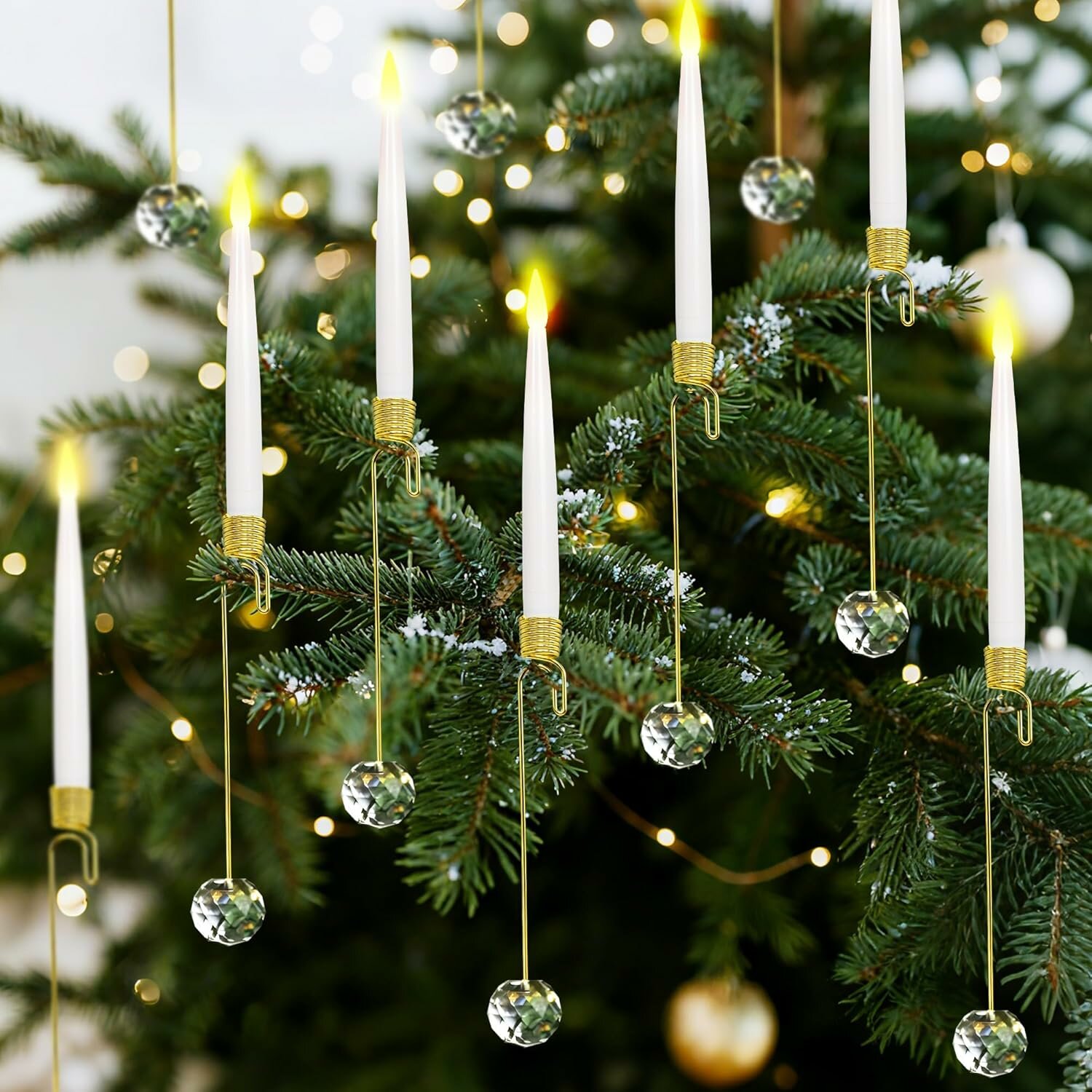 12 пустотелые свечки с дистанционным управлением LED из прозрачного стекла для рождественской елки белого цвета