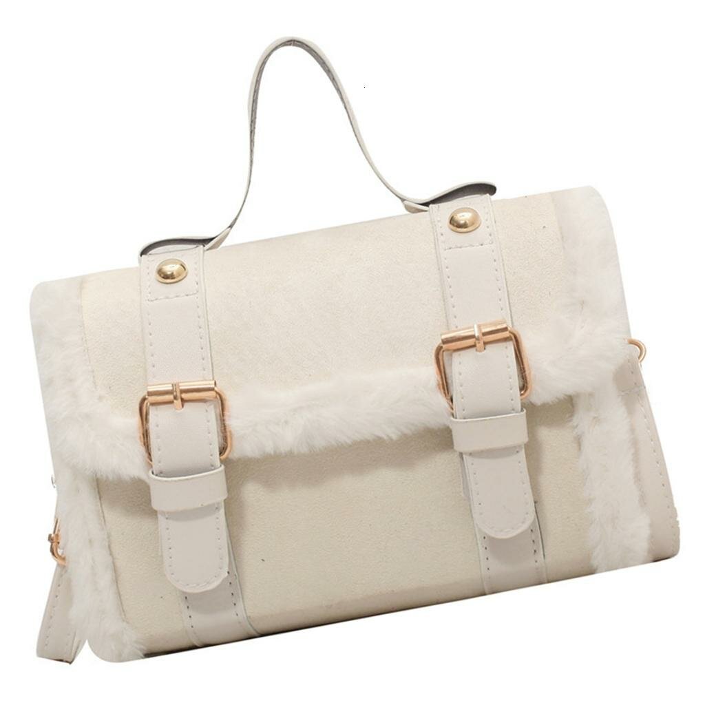 Стильная меховая сумка-шоппер через плечо для женщин, Не совсем белый