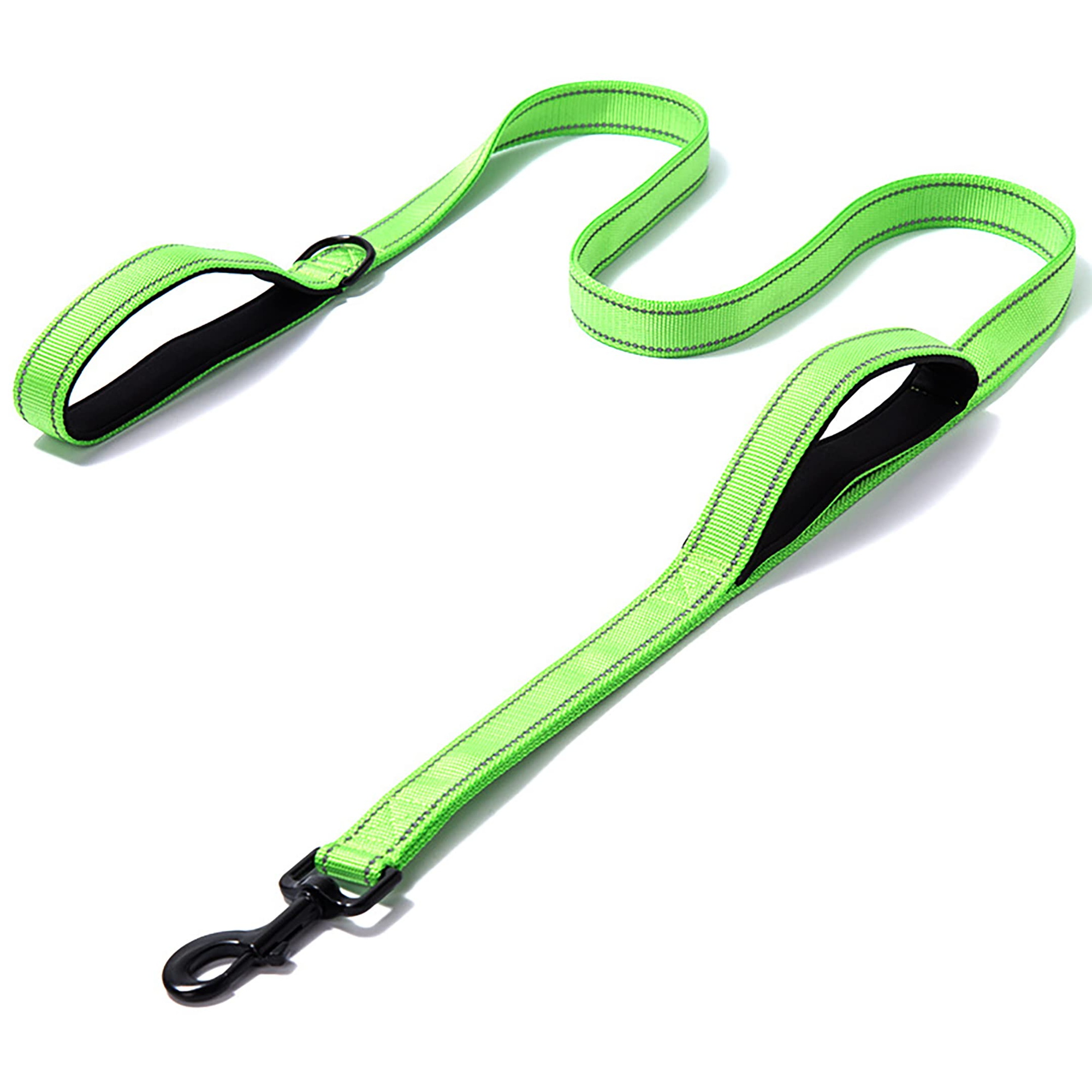 Собачий поводок Heavy Duty с 2 ручками, Traffic Handle с подушкой для дополнительного контроля, длина 6 футов, для средних и крупных собак, темно-красный цвет, 6 фт, двойные подушеенные ручки, рефлексивная шитье, металлическое кольцо D для аксессуаров,