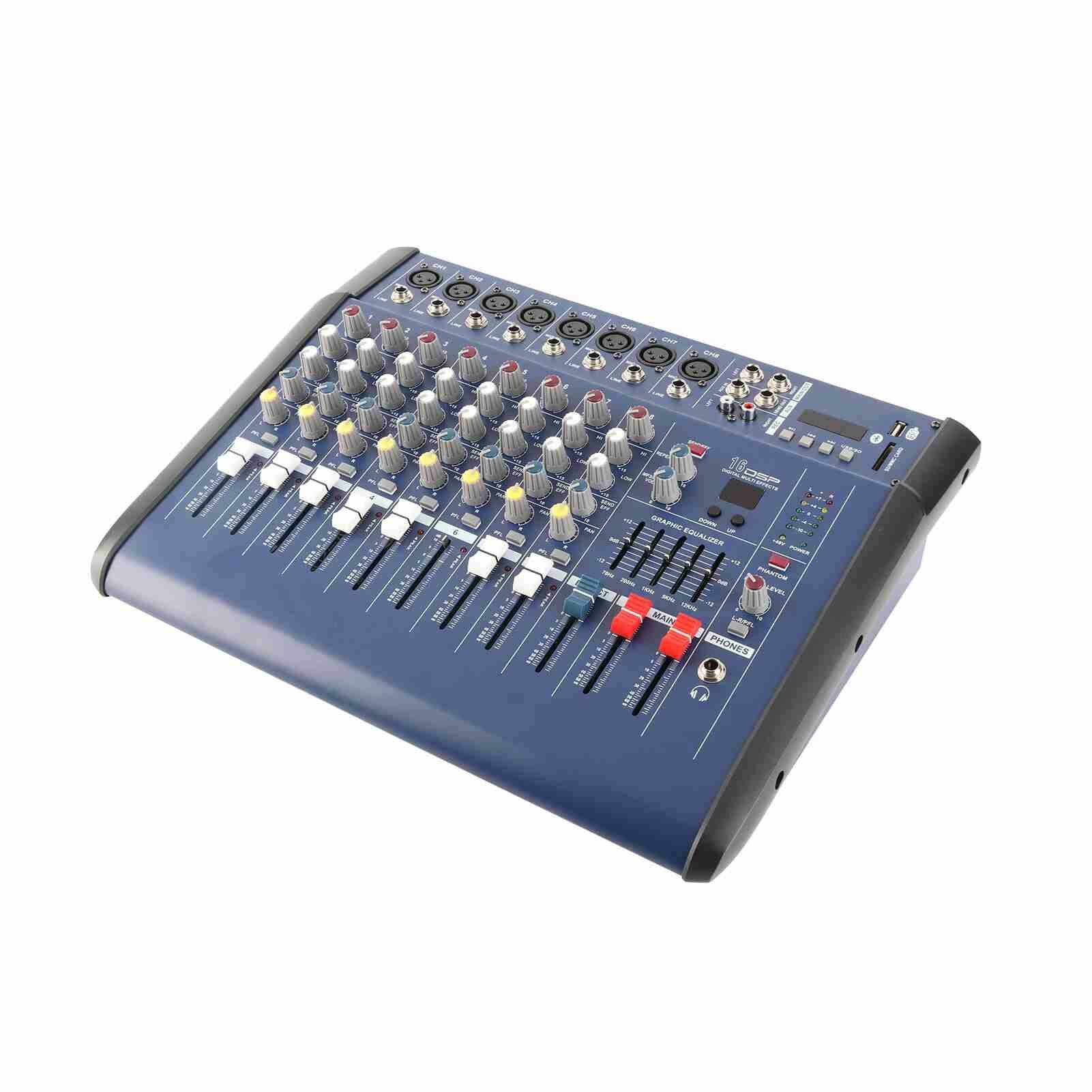 Микшерный пульт 8 каналов для DJ с 48В фантомным питанием и 16 эффектами LCD