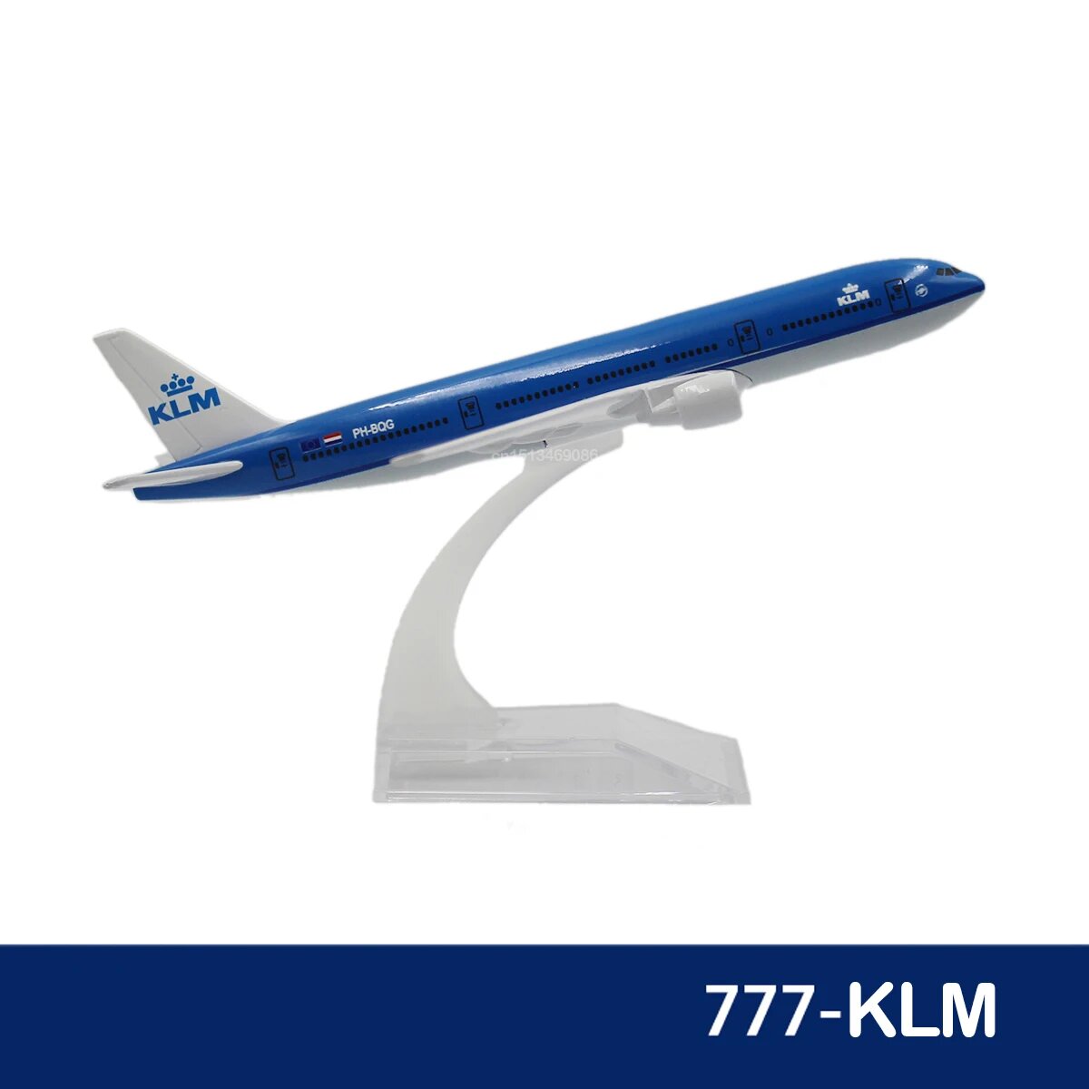 Металлическая модель самолета SOCOA Boeing 777 15 см Синий, KLM