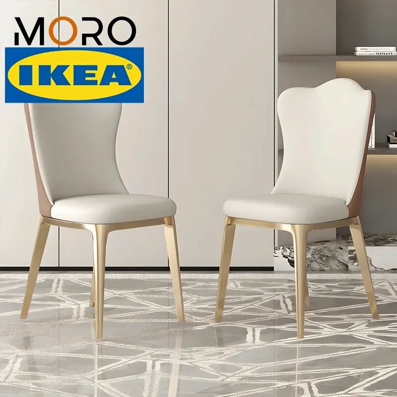 Стул легкой роскоши: кремовый стиль для столовой. Современный дизайнерский стул с мягкой спинкой.