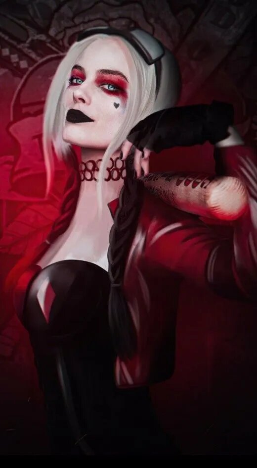 Алмазная Мозаика "Харли Квинн В Красно-черном" 40x50 См Алмазная Вышивка / Картина Стразами Подарков / Украшения