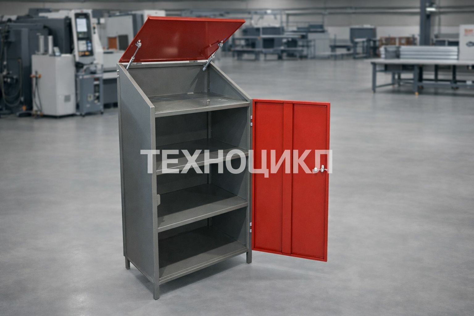 Техноцикл 600х445х1200 мм Тумба-тележка инструментальная металлическая ТПМ-07 для хранения инструмента, 8 выдвижных ящиков, центральный замок, на колесах