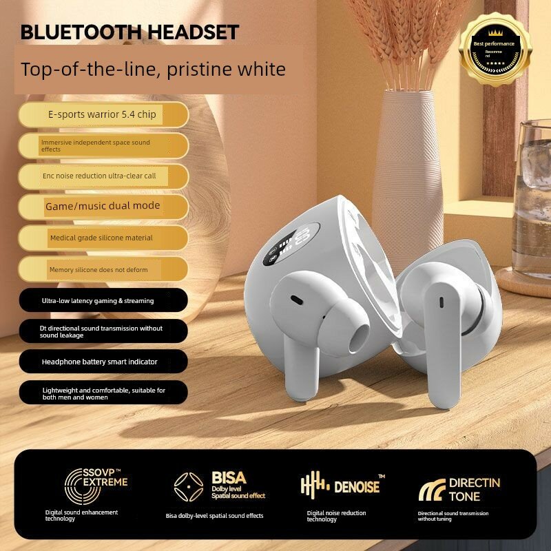 Беспроводные наушники Bluetooth с Dolby Atmos, шумоподавлением, Bluetooth 5.4 и 40-часовой батареей — Чистый белый,