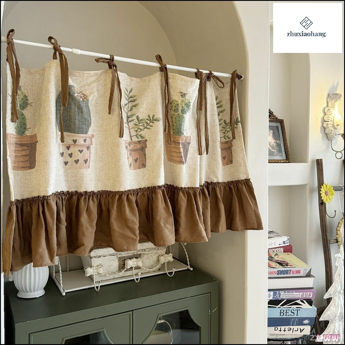 Эксклюзивный ламбрекен из кружева 130х60 см для декоративного оформления кухни, карниз приобретается отдельно