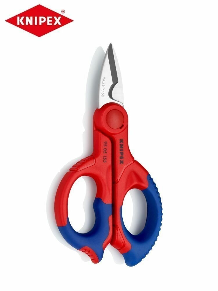 KNIPEX 95 05 155 SB Ножницы электрика с зубцами, удобная ручка, многоцелевые строительные ножницы, ручной инструмент