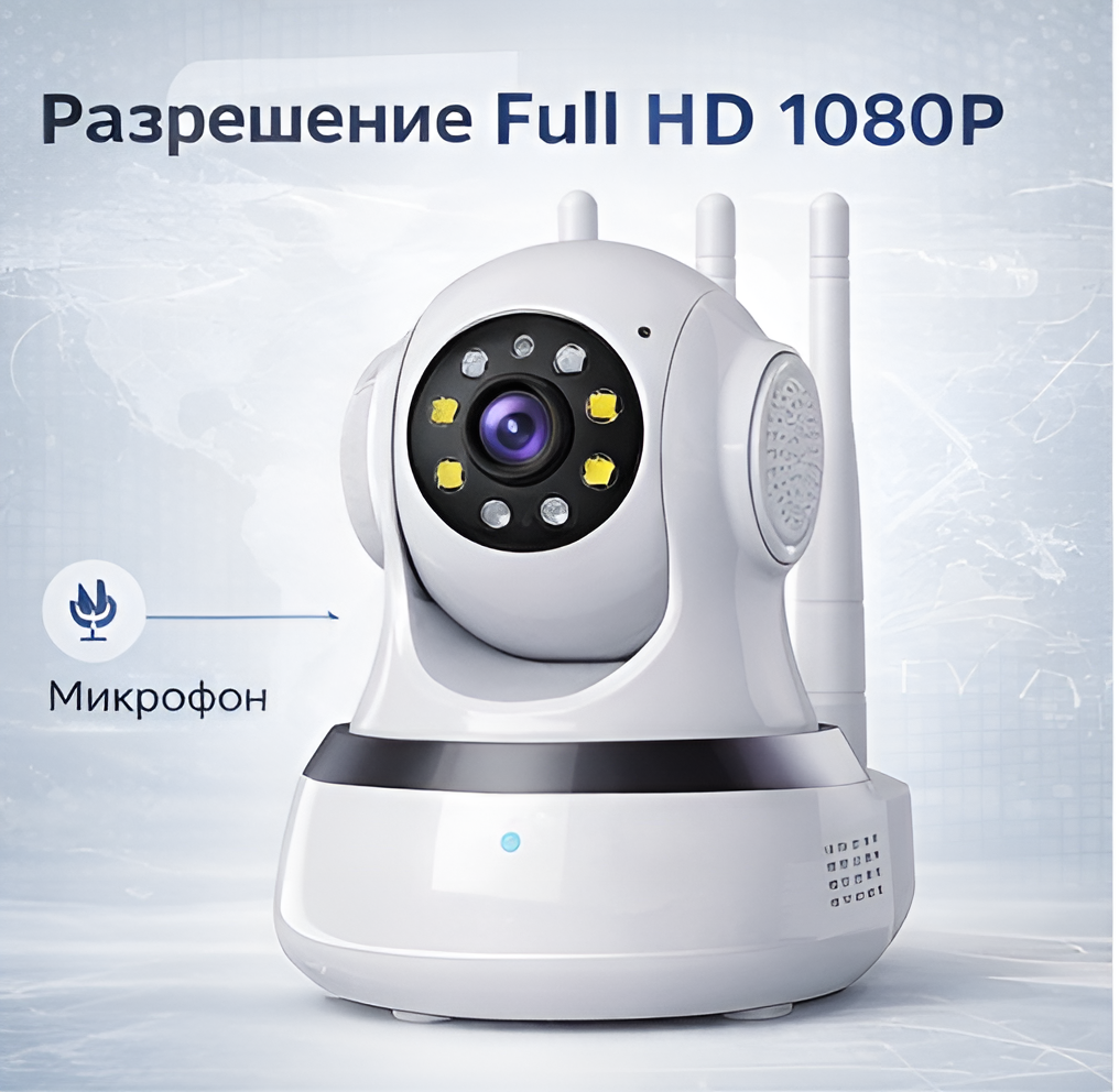 Смарт Wi-Fi камера видеонаблюдения 360° с ночным видением и датчиком движения