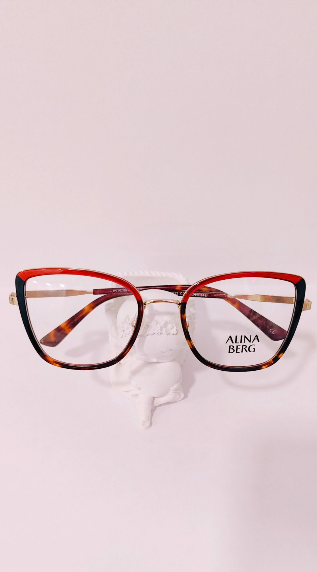 Оправа Alina Berg "8212", квадратная, для женщин, пластик/металл, чёрная/бордовая/леопардовая