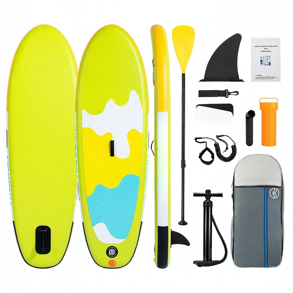 Надувная доска для серфинга стоя для детей 8'x30'x6', комплект для водных видов спорта с веслом, насосом, рюкзаком, фиксатором, набором для ремонта, плавником, держателем весла и инструкцией