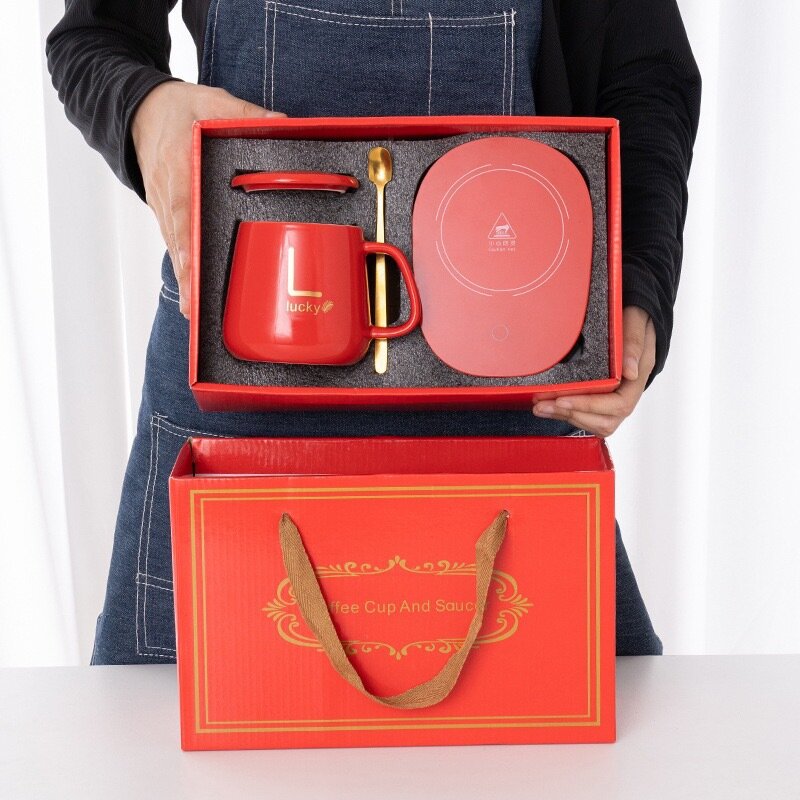 Набор керамических кружек с подогревом до 55°C, теплая кружка, подарок на открытие мероприятия, маленькая кружка для воды, сувенир